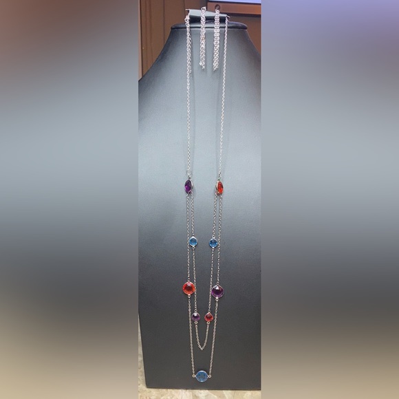 paparazzi | Jewelry | Silver Red Blue Purple Necklace | Poshmark